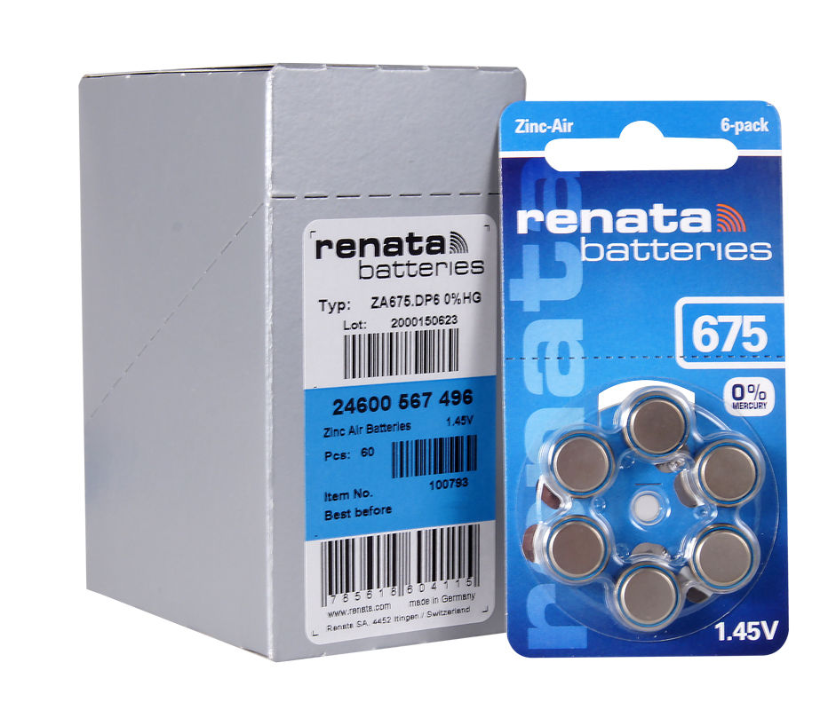 Renata ZA675 Mercury Free Hearing Aid Batteries - 6 Pack ...